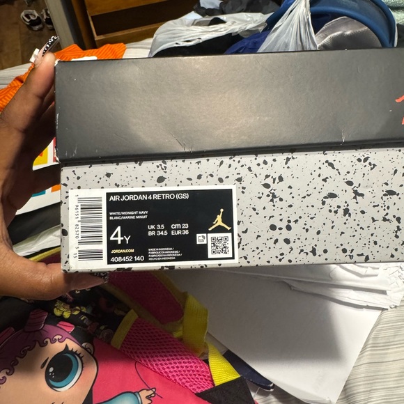 Jordan | Shoes | Midnight Navy White Retro Jordan 4s Size 4 | Poshmark